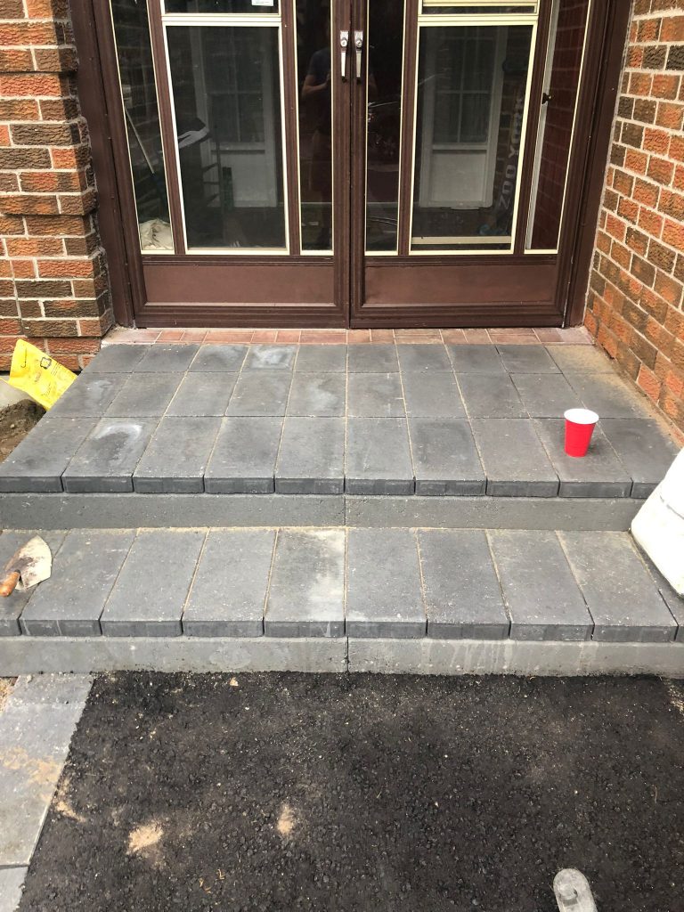 Paved Driveway With Interlock Border and Steps - Expert Paving and Masonry